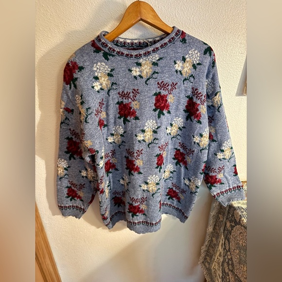 Vintage | Sweaters | Vintage Floral Sweater | Poshmark